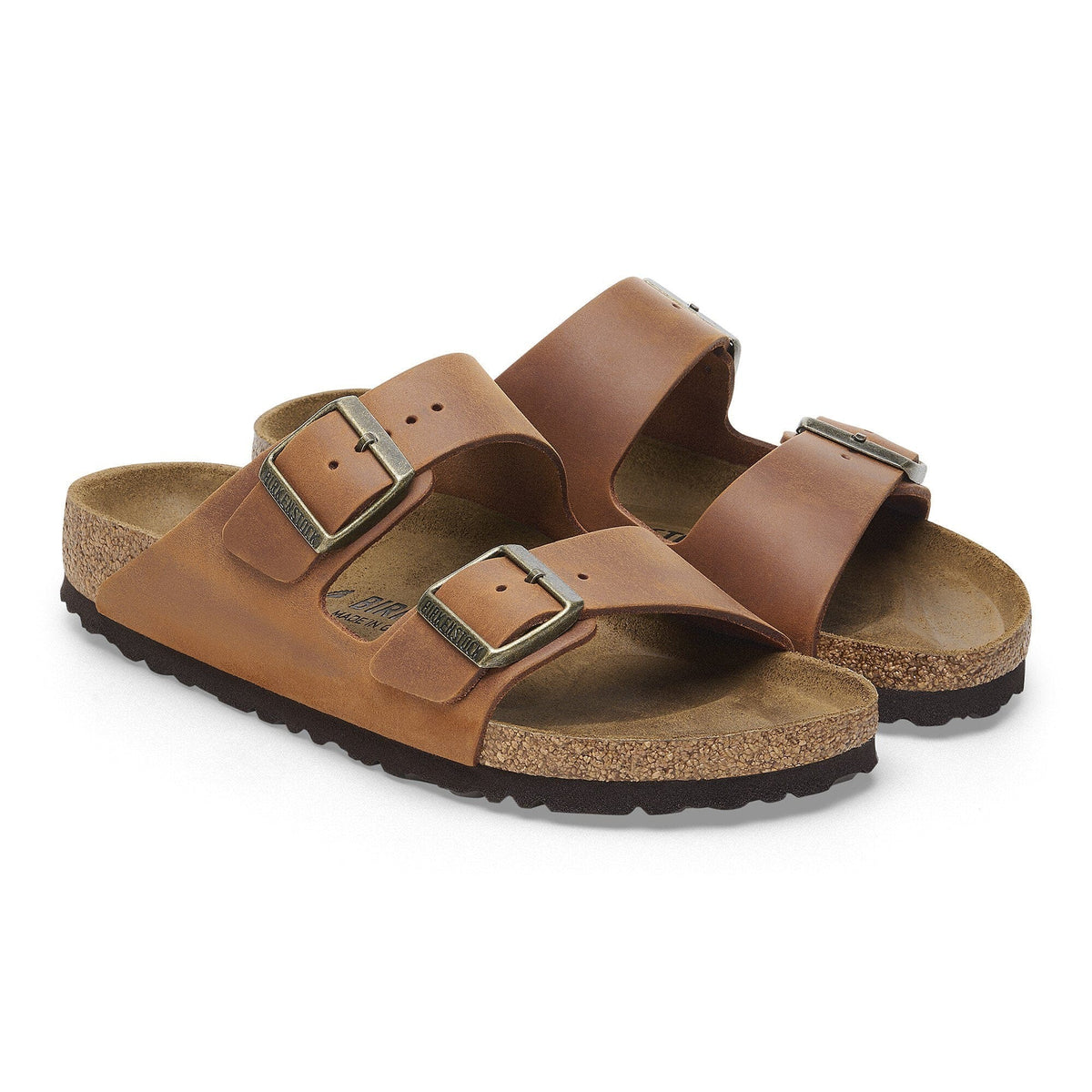 Birkenstock Arizona Two Strap Sandals - Tobacco Brown Oiled Leather ...