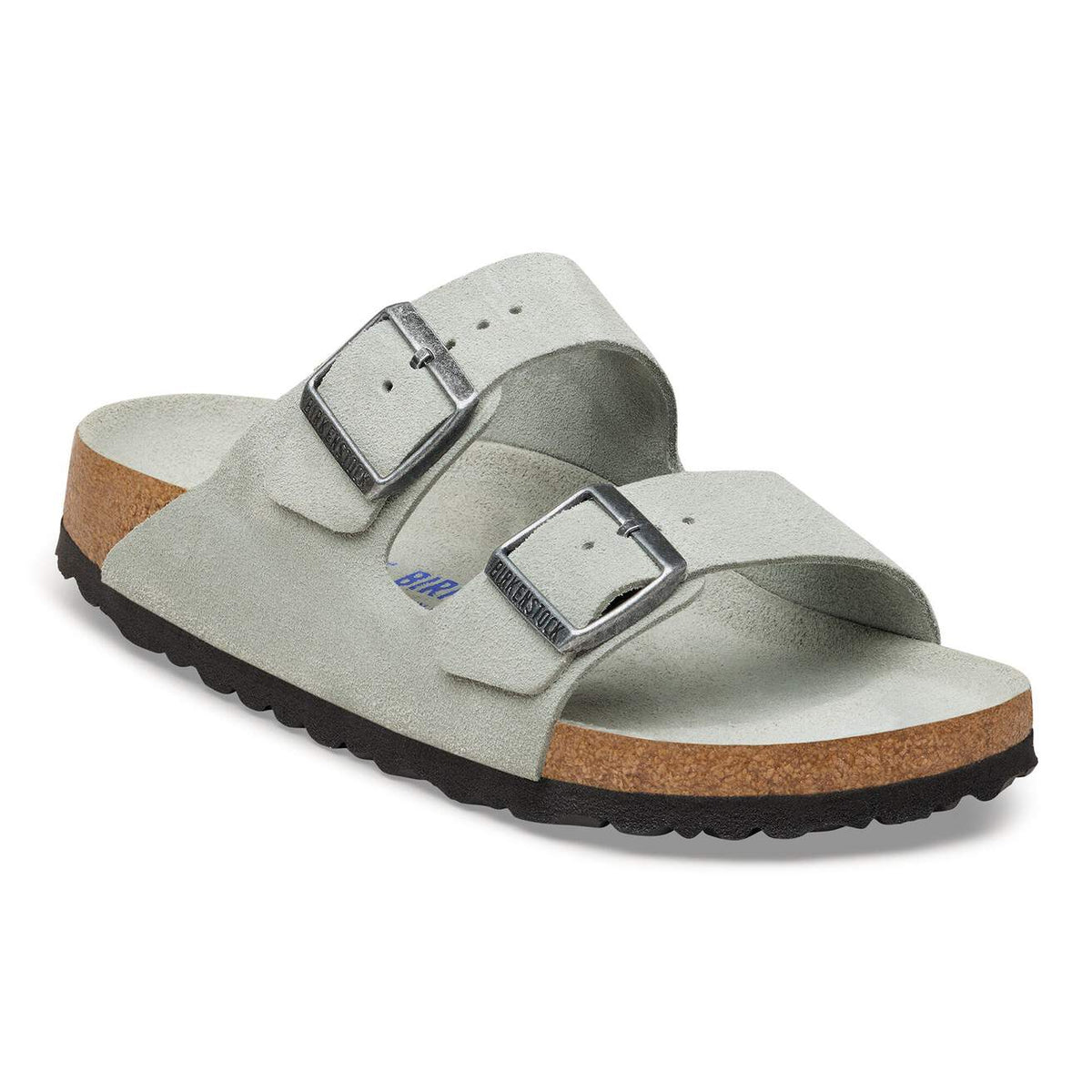 Birkenstock Arizona Sandals (Soft Footbed)- Pure Sage Tonal Suede ...
