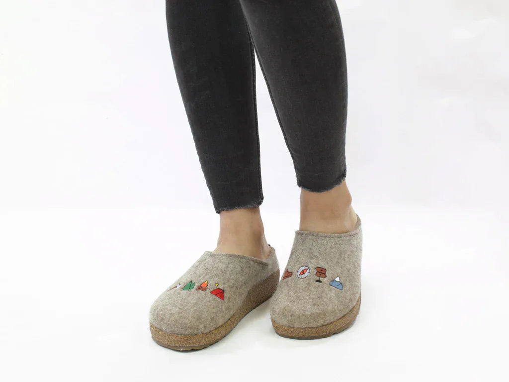 Haflinger Unisex Grizzly Wanderlust Slippers- Hiking Earth – Sole To ...