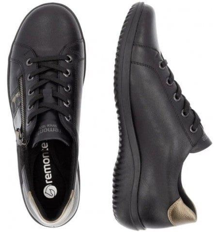 Remonte Women's D1E00-03 Lace & Zip Sneakers- Black Combi – Sole To ...