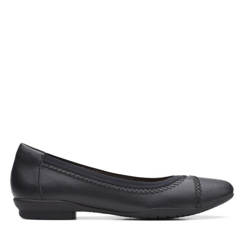 Clarks Women's Sara Bay Ballet Flats- Black Leather – Sole To Soul ...