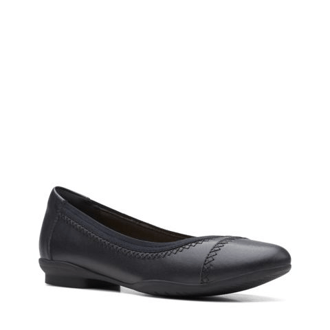 Clarks Women's Sara Bay Ballet Flats- Black Leather – Sole To Soul ...